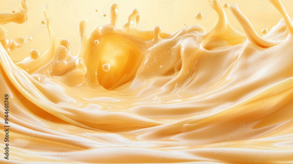 Creamy, Smooth Beverage Art Stunning Splash of Yellow Liquid with ...