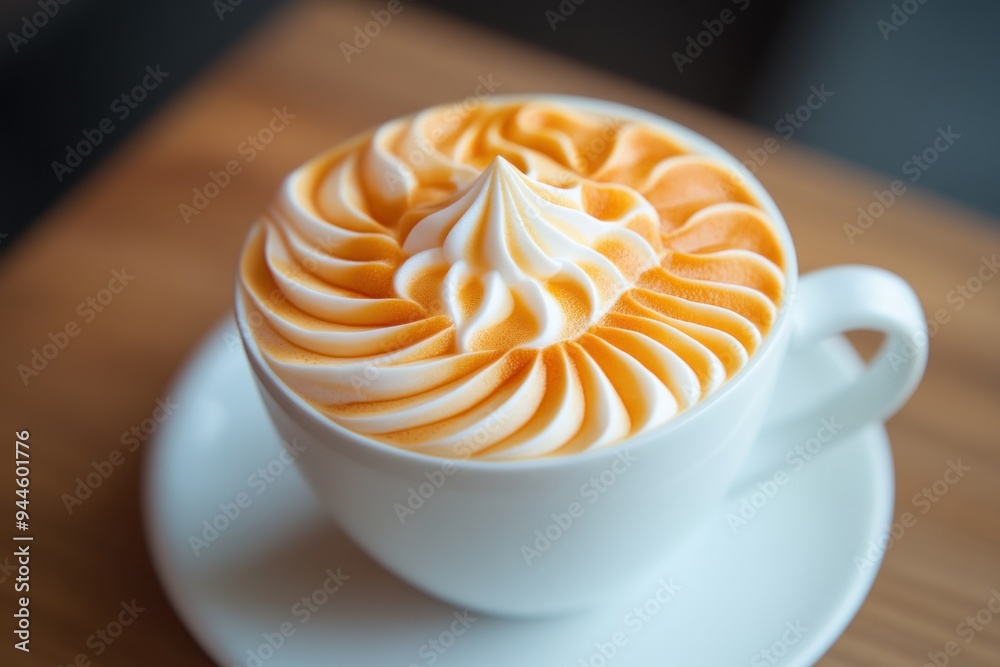 Creamy Whipped Cream Coffee Art, A Delectable Latte with Swirls of ...