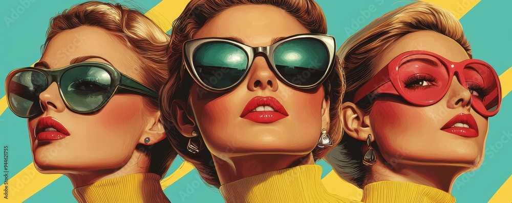 Retro-inspired pop art advertisements, vintage branding, catchy slogans ...