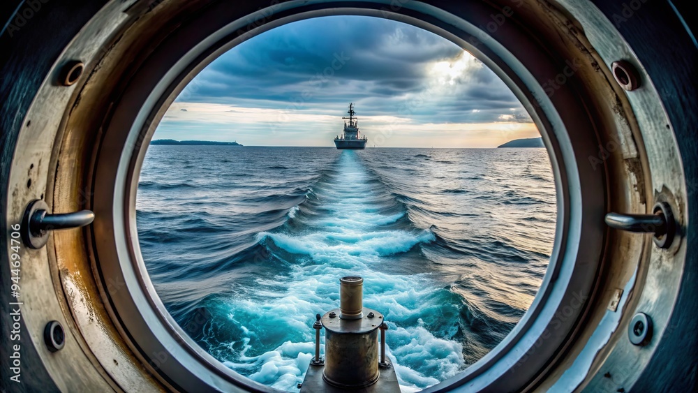 Periscope view from inside a submarine , submarine, periscope, view ...