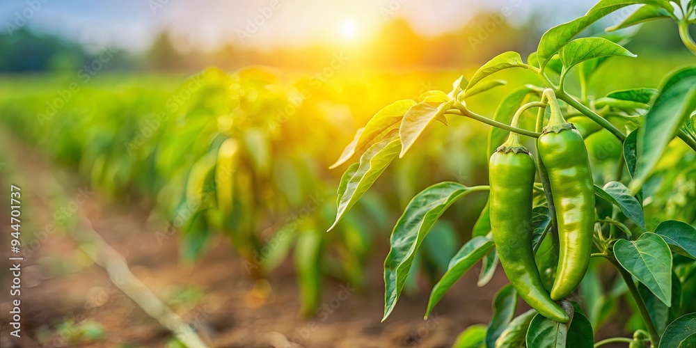 Green chili plant in a farmer's field, farmer, agriculture, green chili ...