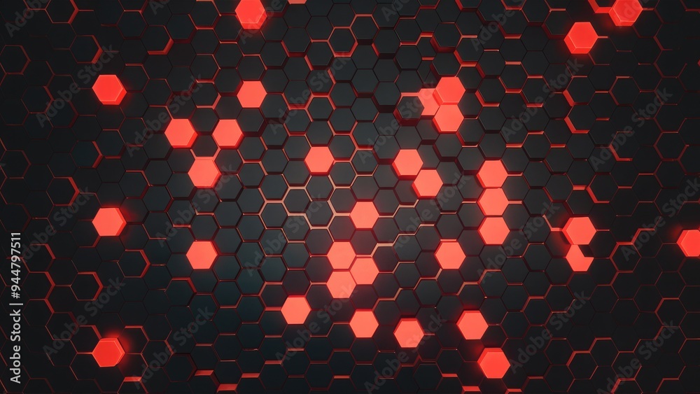 Glowing abstract hexagonal texture background. Modern 3D geometric ...