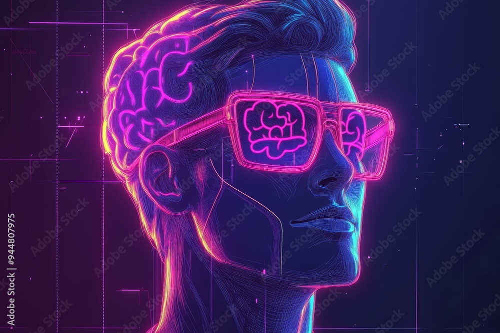 Futuristic Human Brain with Glowing Pathways and Neural Networks ...