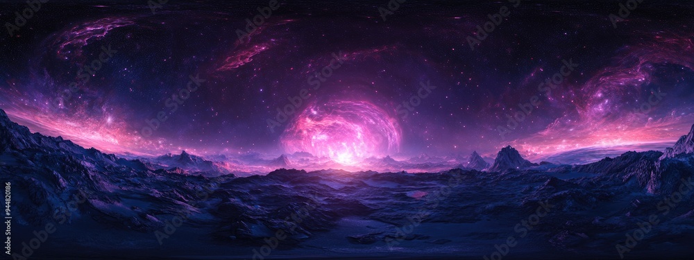 360 degree space background featuring a nebula and stars created in 3D ...