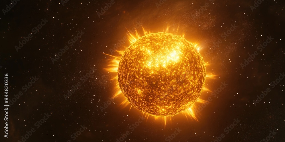 3D cartoon depiction of the Sun the central star of the Solar System ...