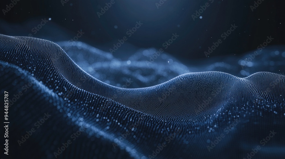 Abstract background featuring a noisy polygonal graph created from dots and lines on a dark ...