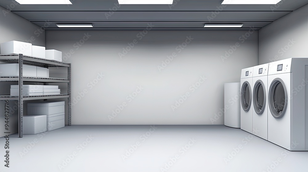 Sterilization room, autoclaves, and sterile packaging, under bright ...