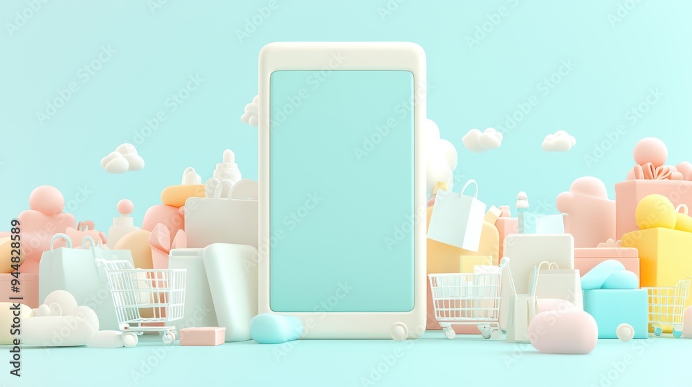 Digital Commerce Dominance - Giant Smartphone Billboard in a Surreal ...