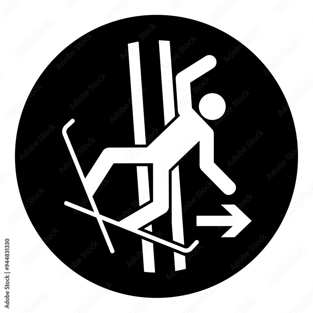 ISO mandatory safety signs_immediately leave the tow-track in the event ...