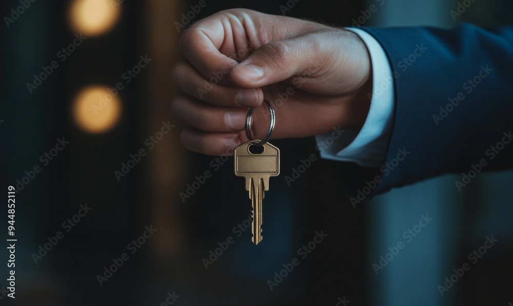 Symbolic Key Handover: Real Estate Agent's Hand Presenting House Keys ...