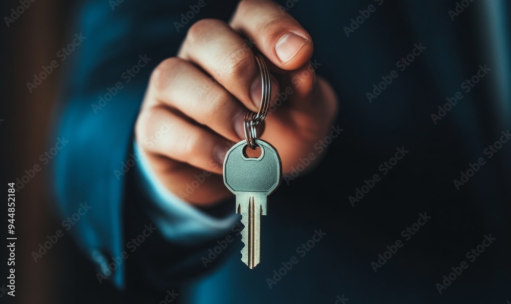 Symbolic Key Handover: Real Estate Agent's Hand Presenting House Keys ...