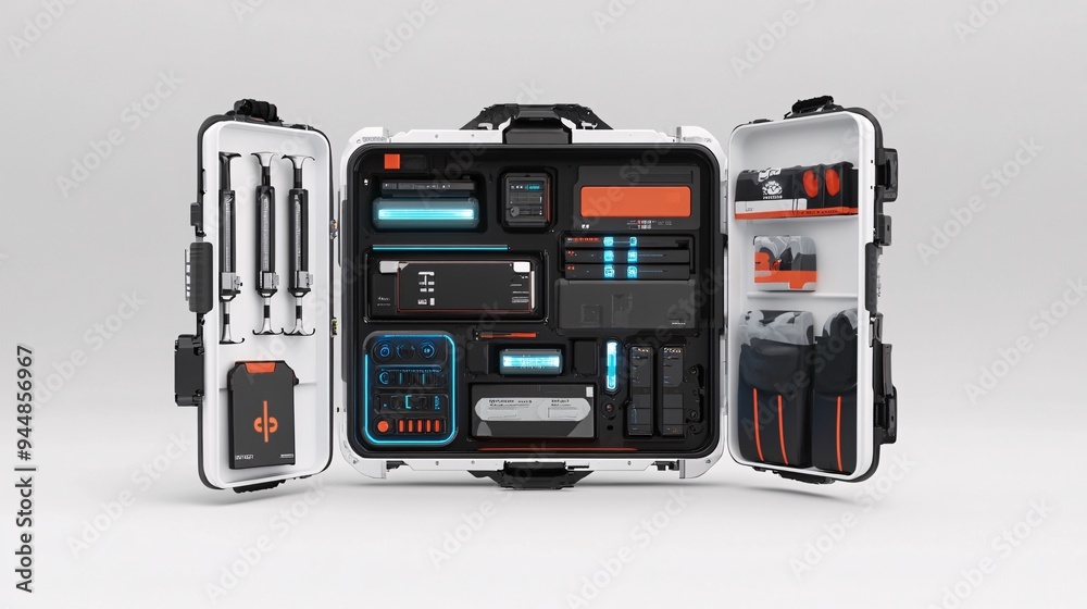 High-tech med kit design, advanced med kit with a sleek design and LED ...