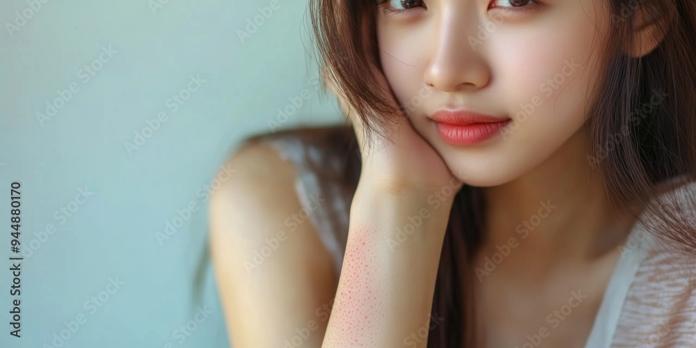 Young Asian Woman Experiencing Allergic Reaction: Dermatology Concern ...