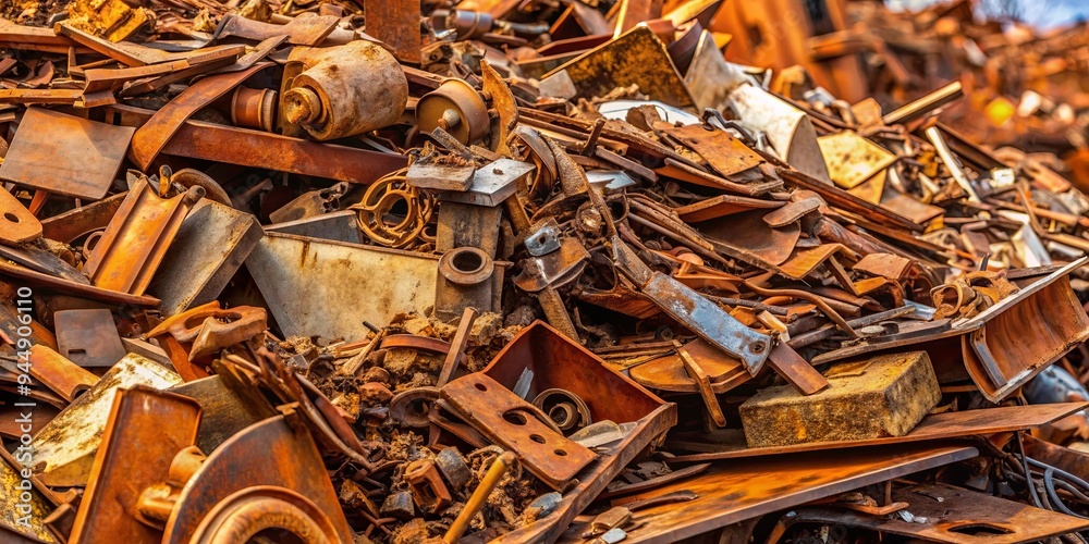 Rusty industrial metal scrap detail for recycling background, rusty ...