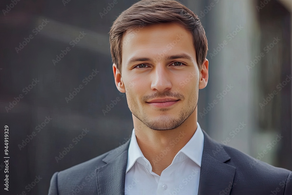 Handsome 30s top manager portrait in formal suit. Successful ...
