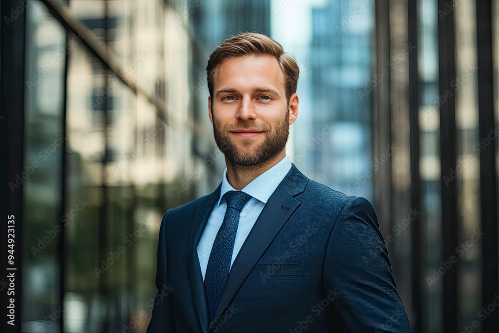 Handsome 30s top manager portrait in formal suit. Successful ...