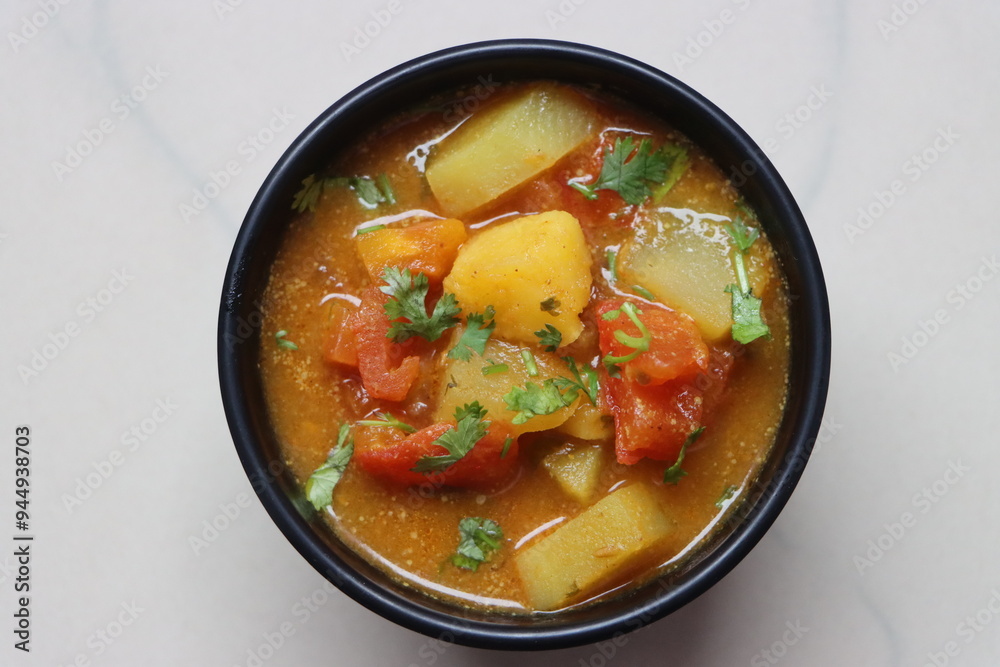 Tomato Batata Rassa Bhaji, tangy curry made with tomato, potato ...