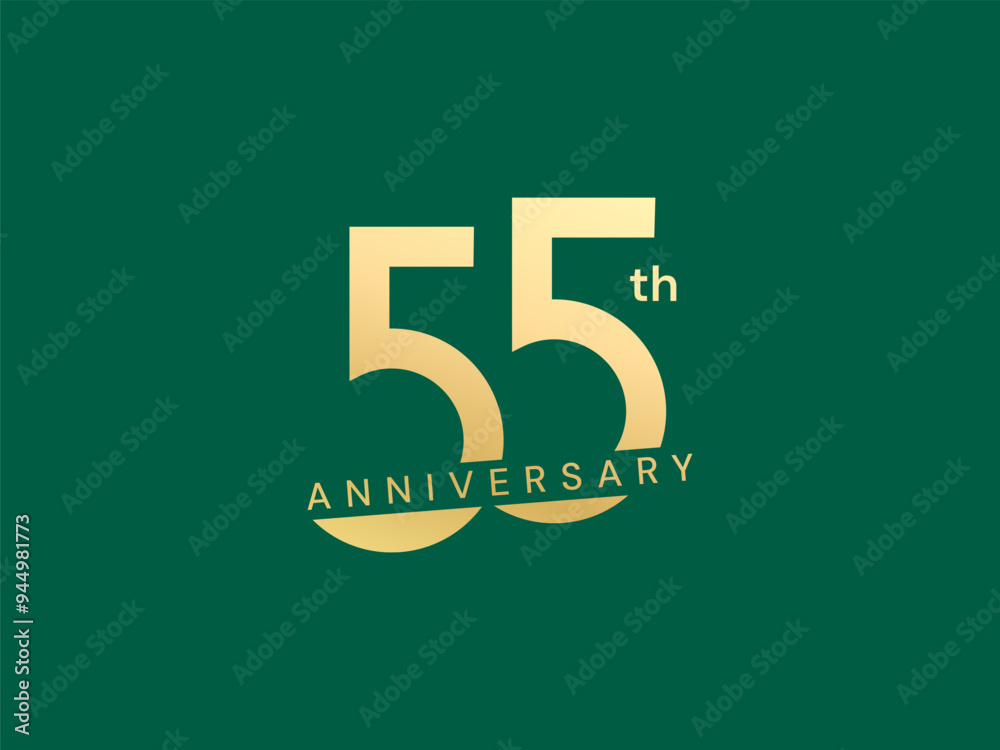 55th Anniversary luxury gold celebration with Overlapping Shapes number ...