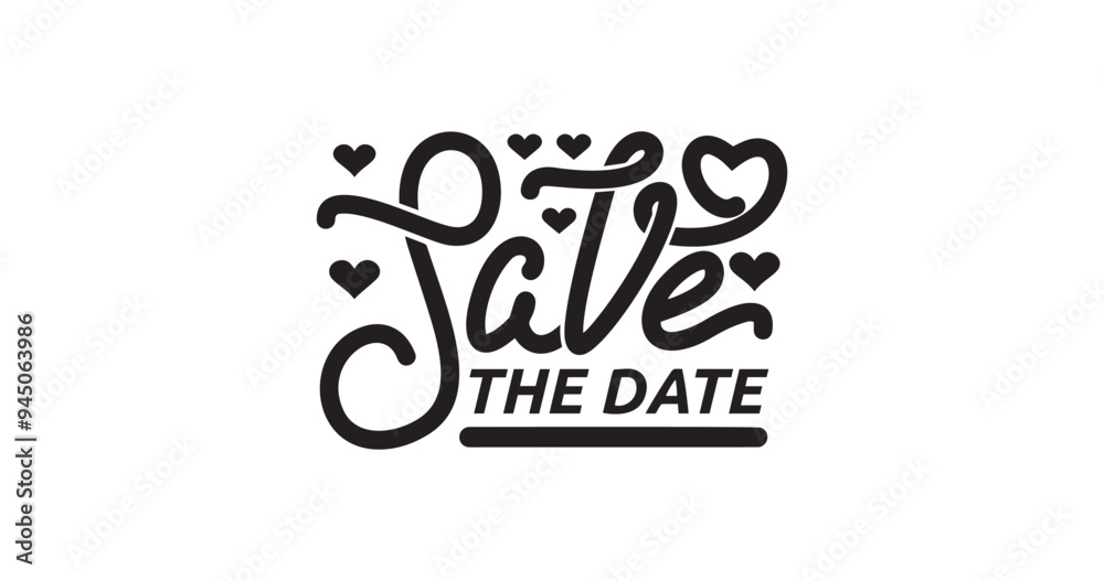Save the date text greeting sign. Handwritten modern calligraphy ...