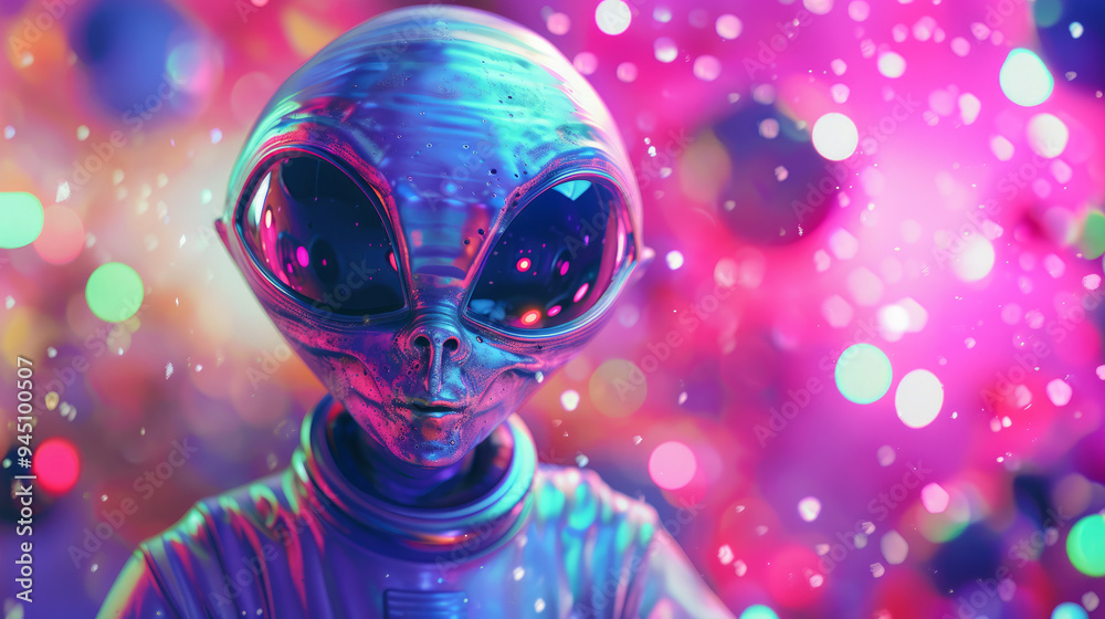 Retro 1960s 1950s style vintage b-movie reptilian space alien little ...