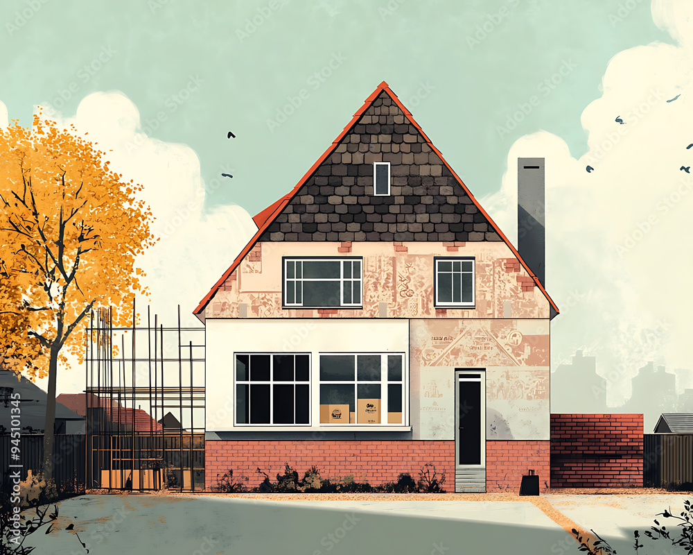 House Renovation: A house transforming through renovation, with old ...