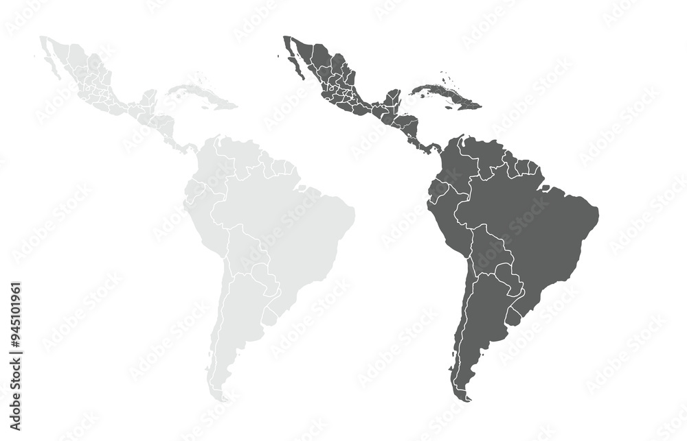 Map of Latin America.set of maps.Argentina, Bolivia, Brazil, Chile ...