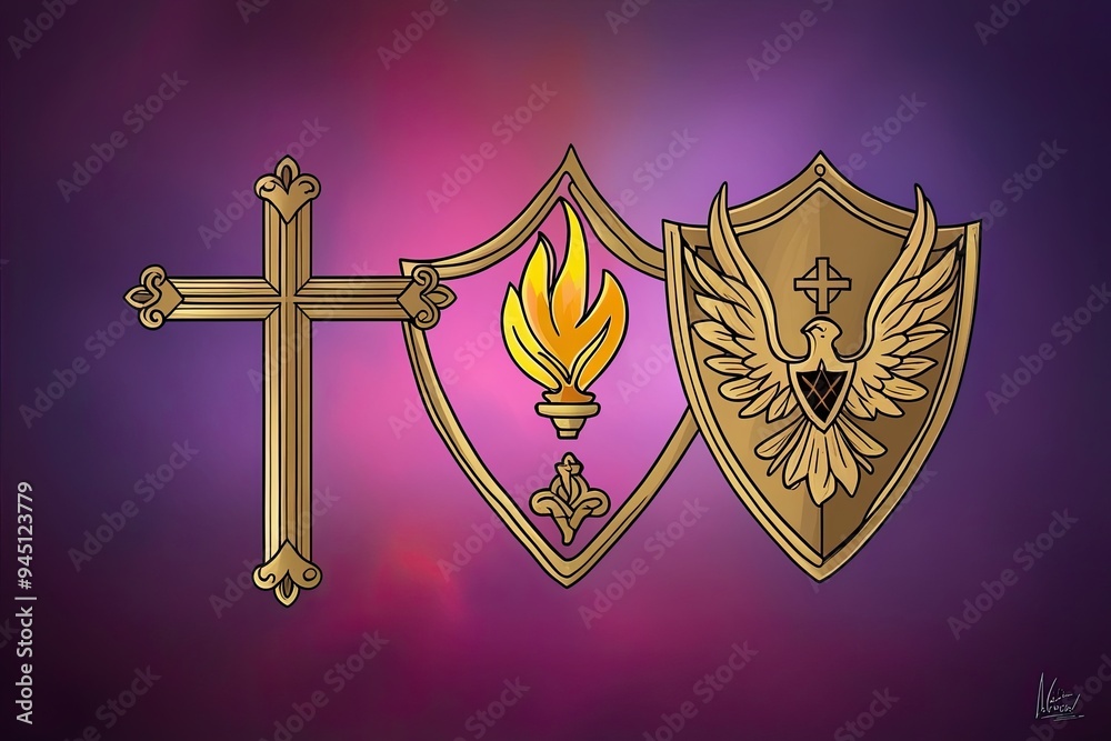 Trinity Symbols Explaining the Cross Flame and Shield of the Holy ...