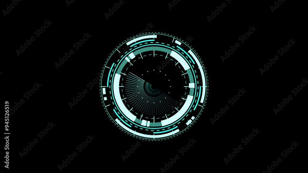 A looping animation blank heads-up display HUD radar sweep. A radar ...