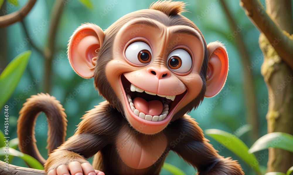 Cartoon Monkeys In A Jungle