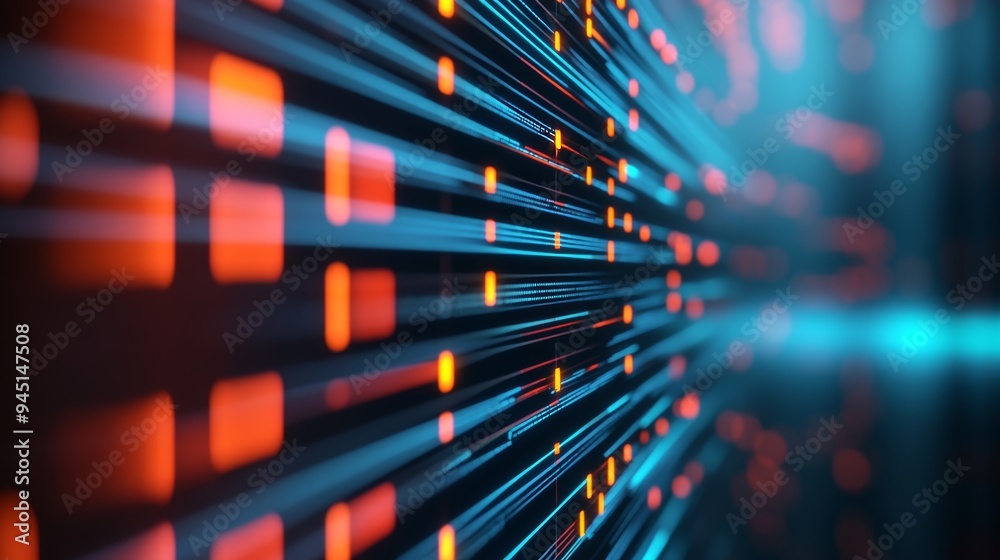 glowing matrix of secure network nodes and encrypted data streams Stock ...