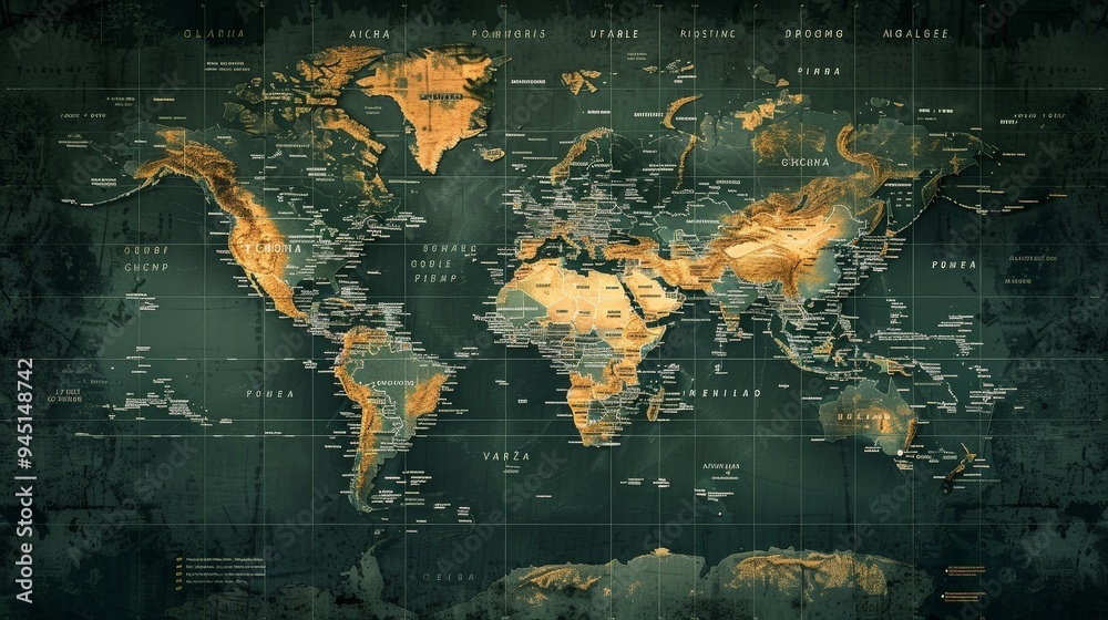 A world map with a focus on major cities and urban areas. The map ...