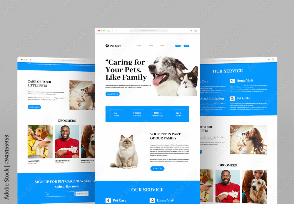 Pet Care Landing Page Stock Template | Adobe Stock