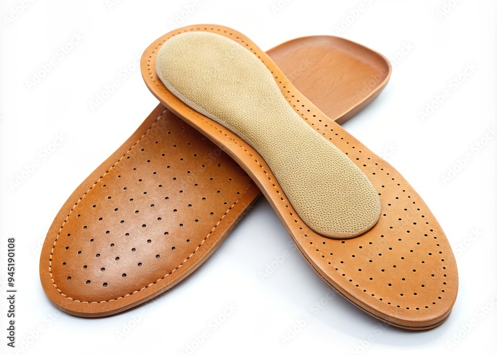A visual combination of rubber latex and leather orthopedic insoles ...