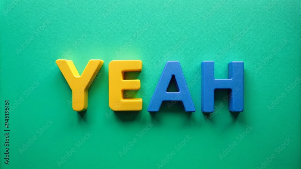 A playful and vibrant image features blue letters boldly spelled out on ...