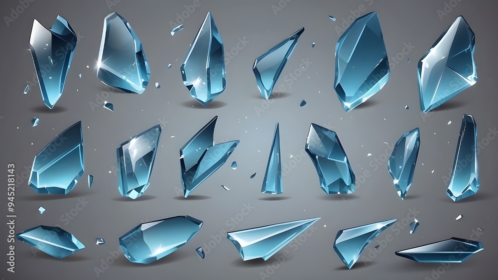 Broken glass vector shatter set, mirror sharp pieces explosion kit ...