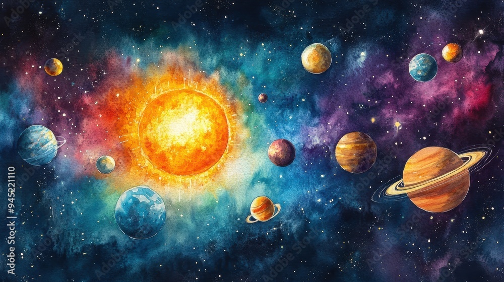 A set of round space planets of the solar system and Earth,sun the Moon ...