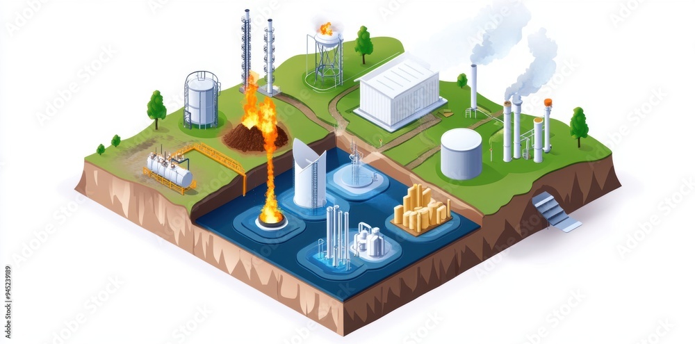 A detailed diagram illustrating a methane gas leak within a biogas ...