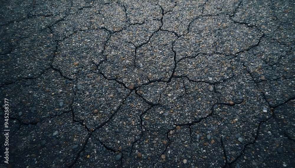 Rough asphalt texture with visible pebbles and small cracks. Features a ...