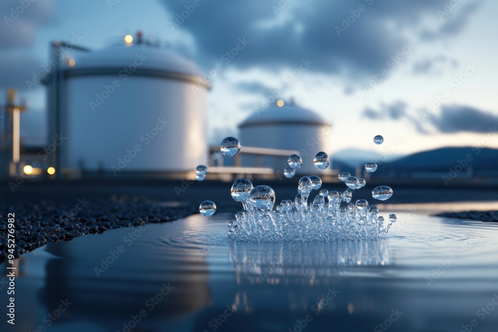 3D rendering of methane gas molecules escaping from a biogas facility ...