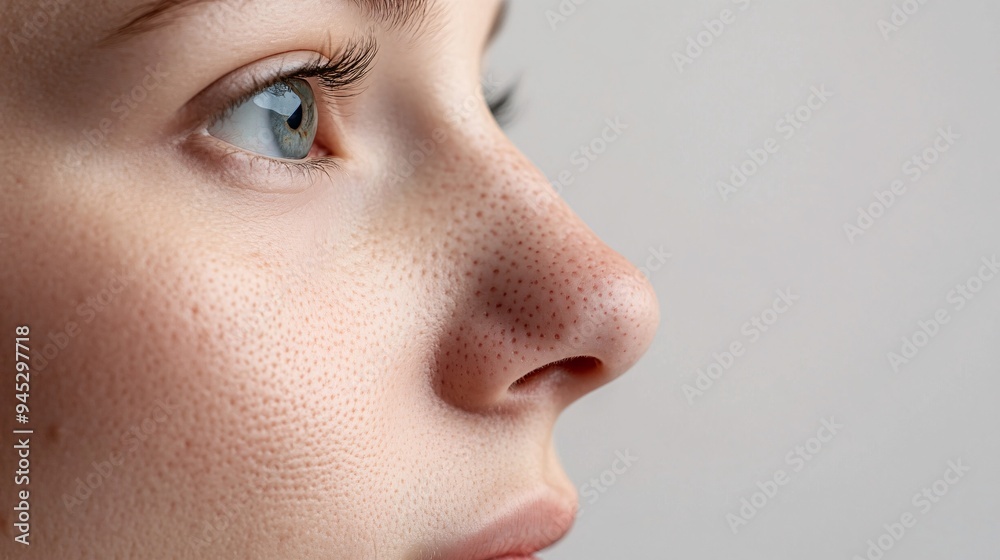 A close-up of a person's nose, showing the before and after effects of ...