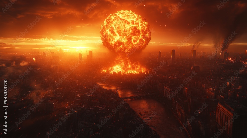 Nuclear bomb is exploding violently smoke exploded into a mushroom ...