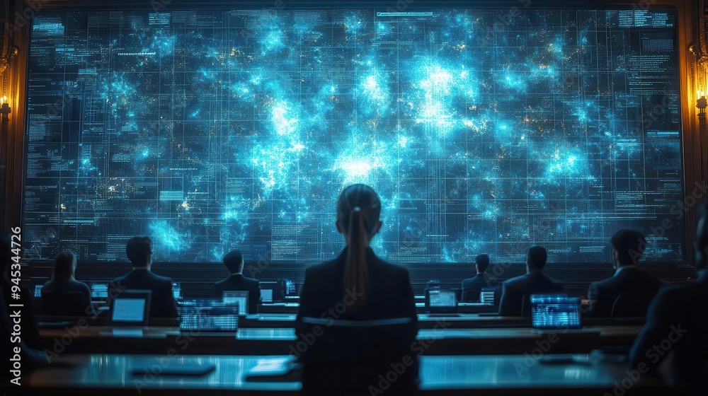 aipowered courtroom with holographic evidence displays and virtual ...