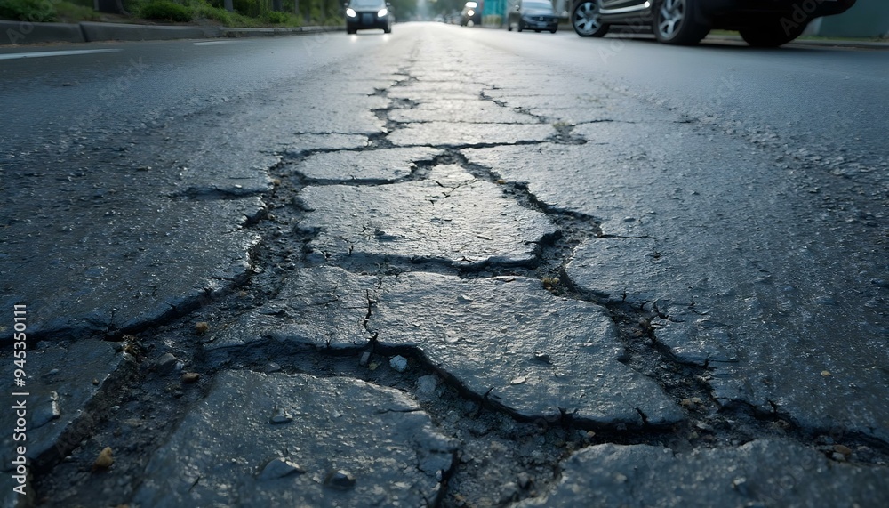 Asphalt texture with visible cracks and irregularities, ideal for ...
