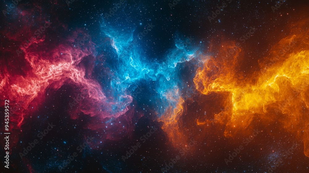 Rainbow Galaxy : Detailed view of a galaxy with a spectrum of colors ...