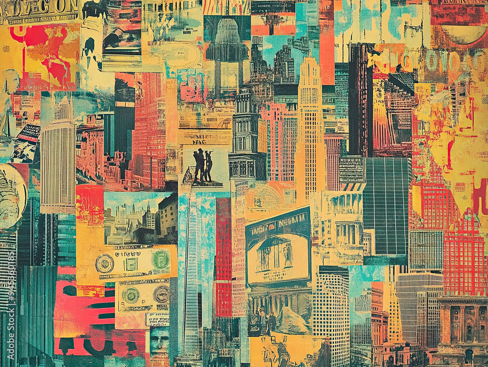 A detailed shot of a retro American poster from the 1960s showcasing ...