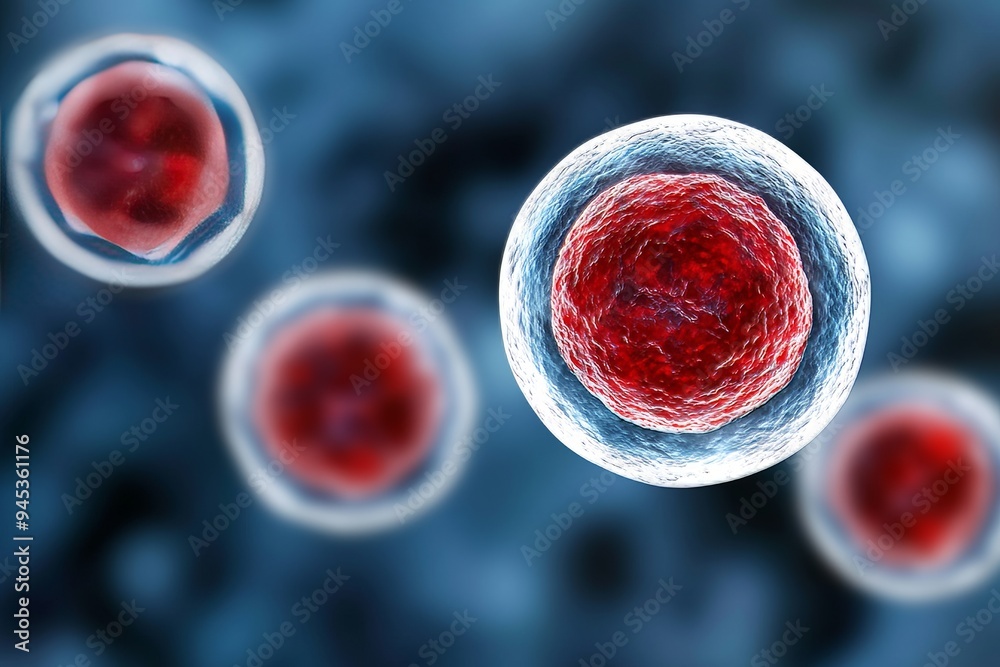 High-Resolution Colorized Microscope View of Red and White Circular ...