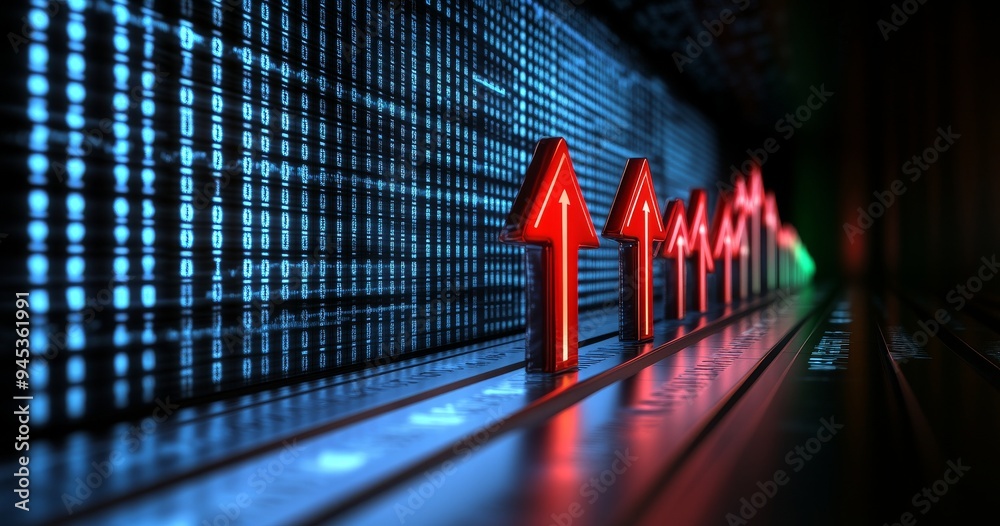 Stock Market Graph with Arrows Pointing Upwards Indicating Upward Trend ...