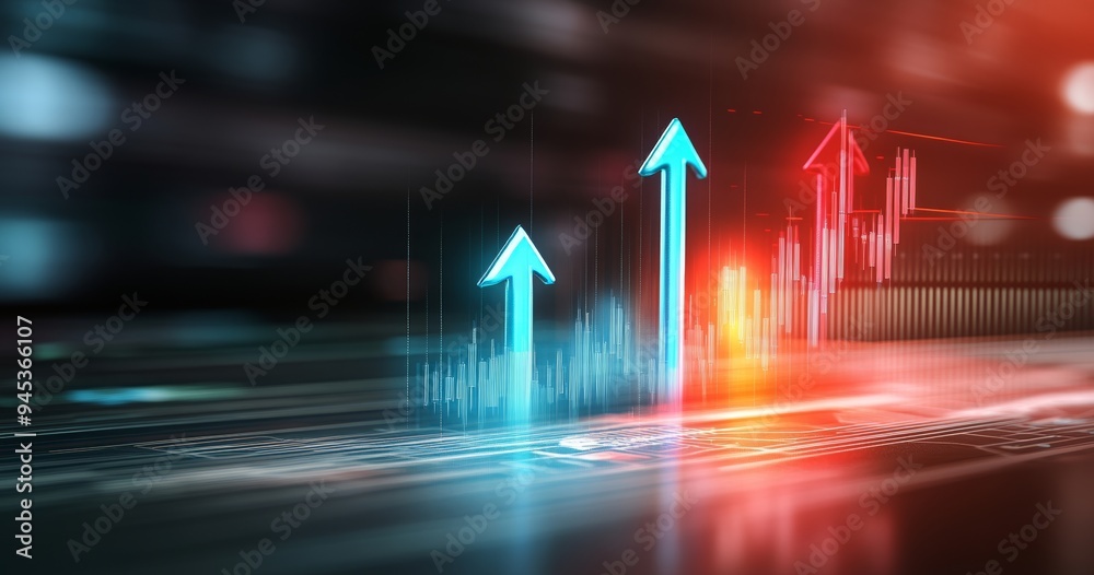 Stock Market Graph with Arrows Pointing Upwards Indicating Upward Trend ...