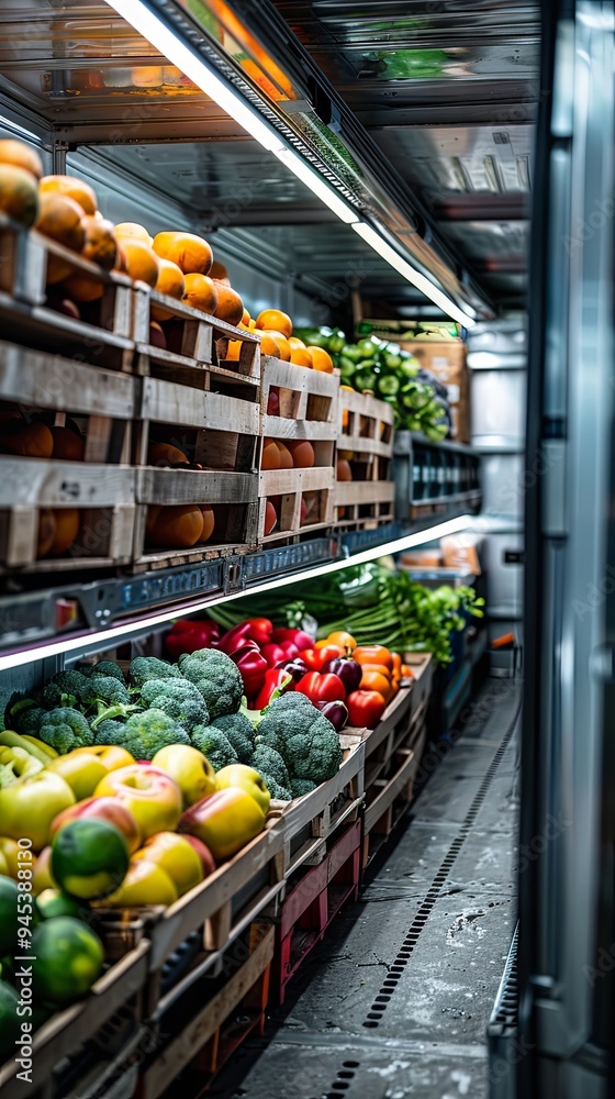 Truck refrigerator food loading freezing goods storage transporting ...