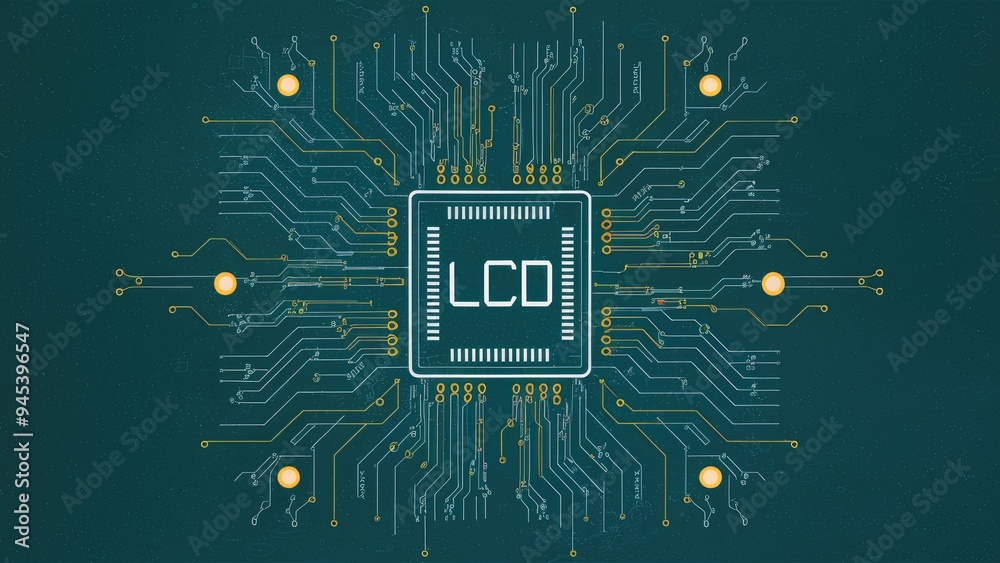 Schematic diagram of a digital electronic device featuring an LCD ...